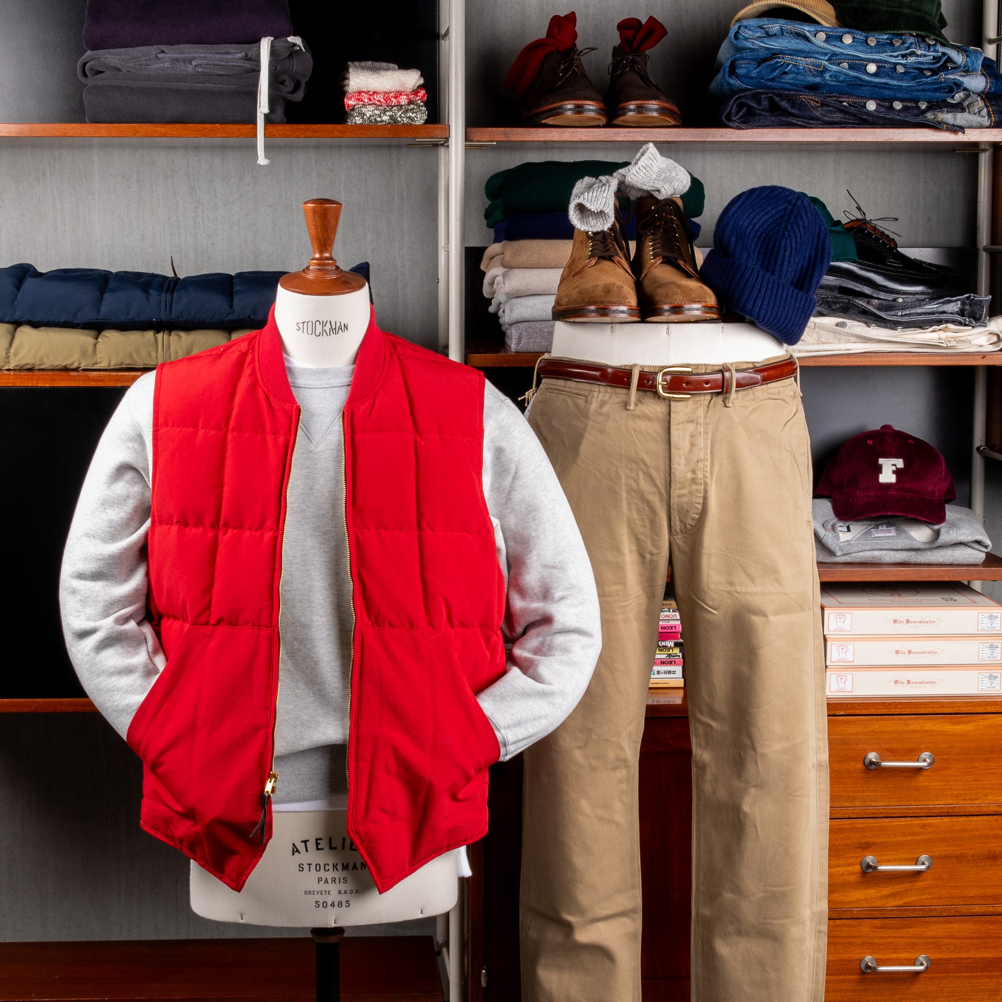 The Real McCoy s Cotton Nylon Down Vest Red
