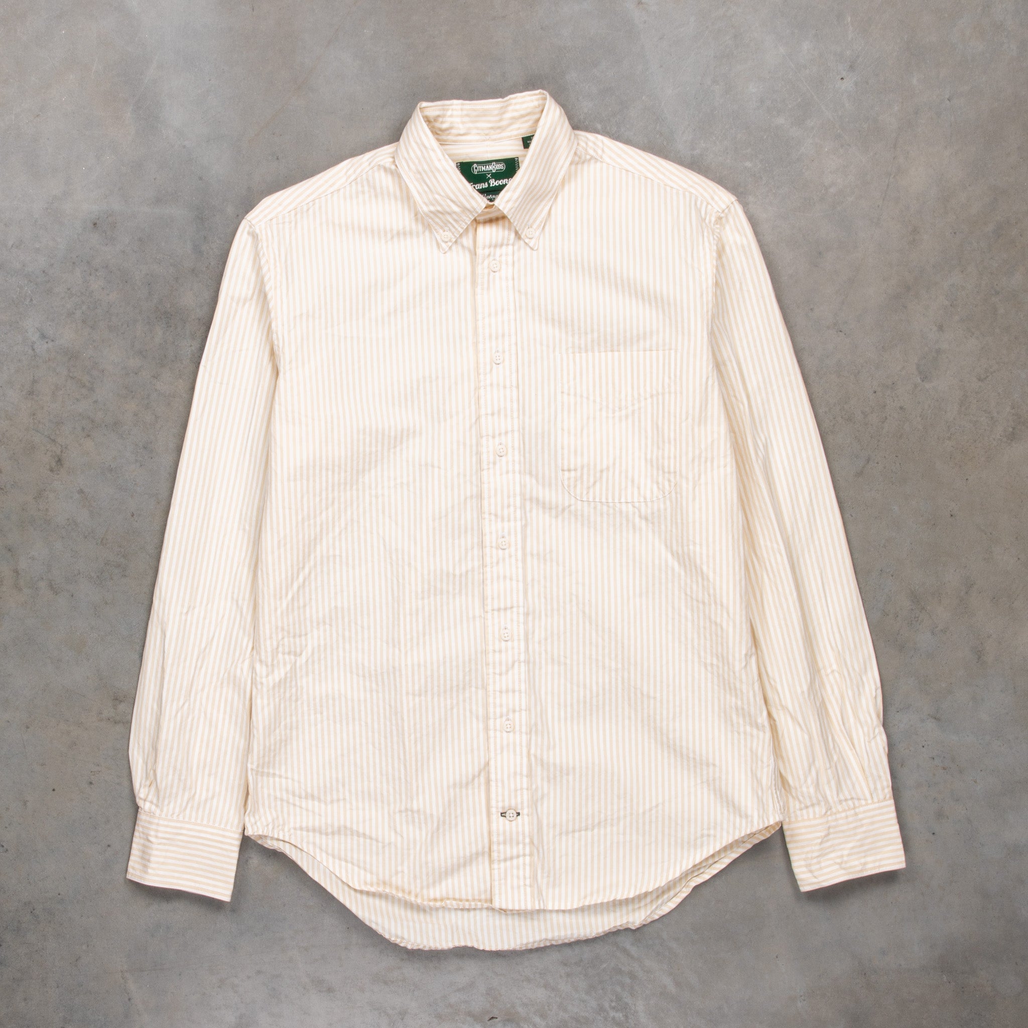 Gitman Vintage x Frans Boone Typewriter 80/2 Stripe Tan Gitman Vintage x Frans Boone Typewriter 80/2 Stripe Tan