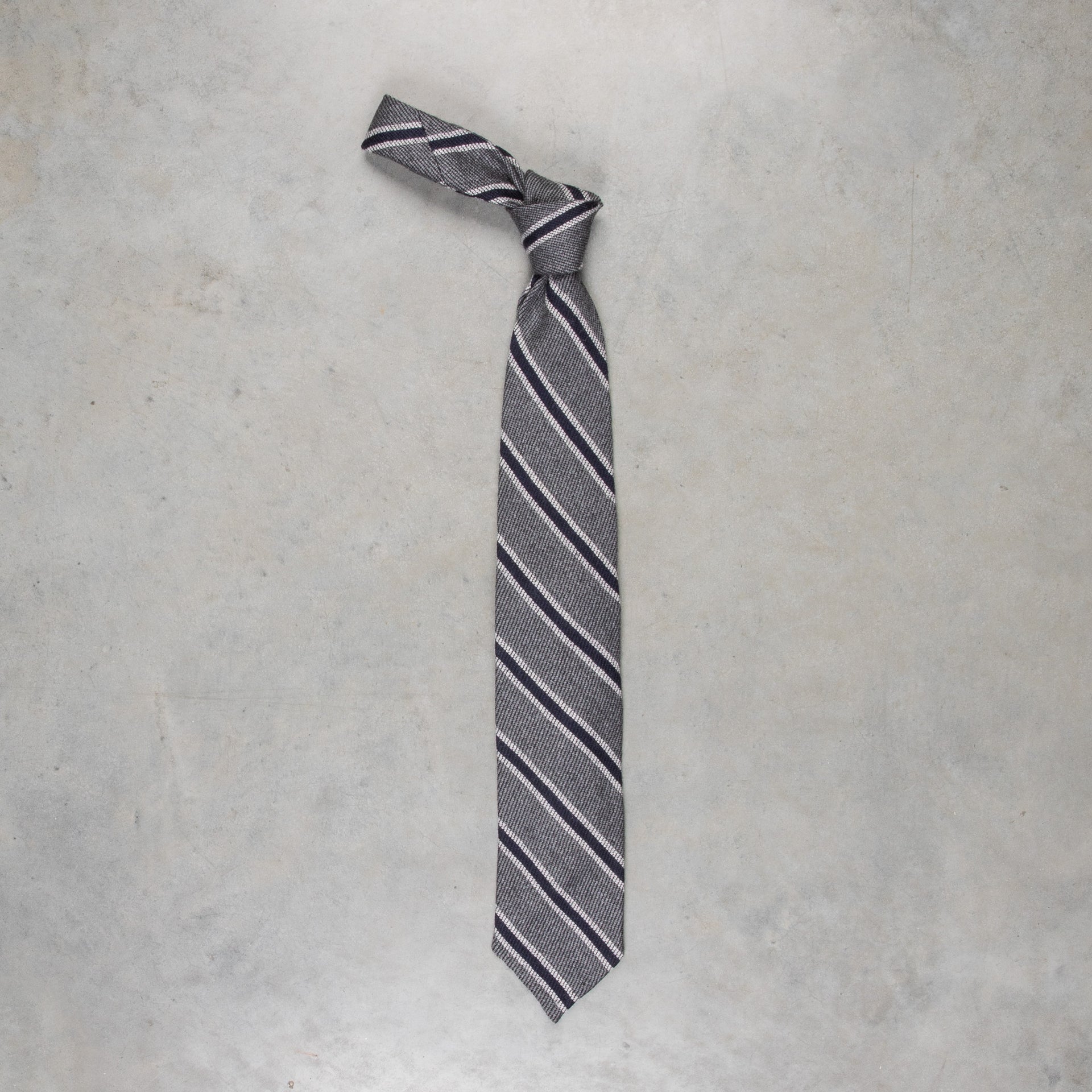 Finamore Anversa Tie Untipped Basket Weave Stripe Grey Navy – Frans ...