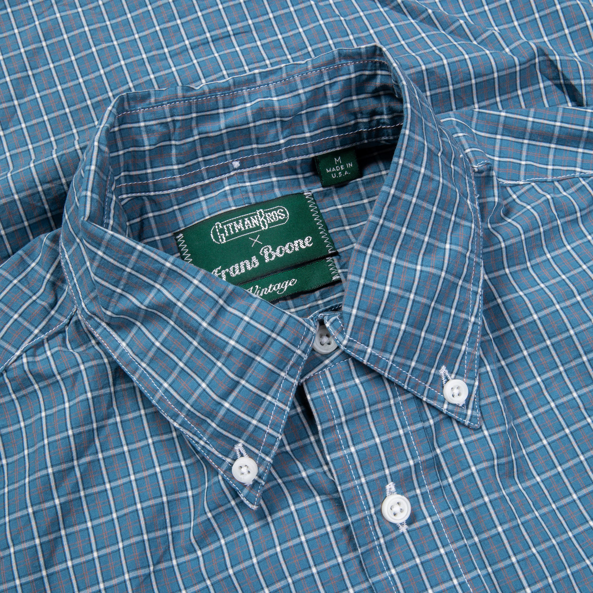 Gitman Vintage x Frans Boone Poplin Check Teal Russet White - Chad ...