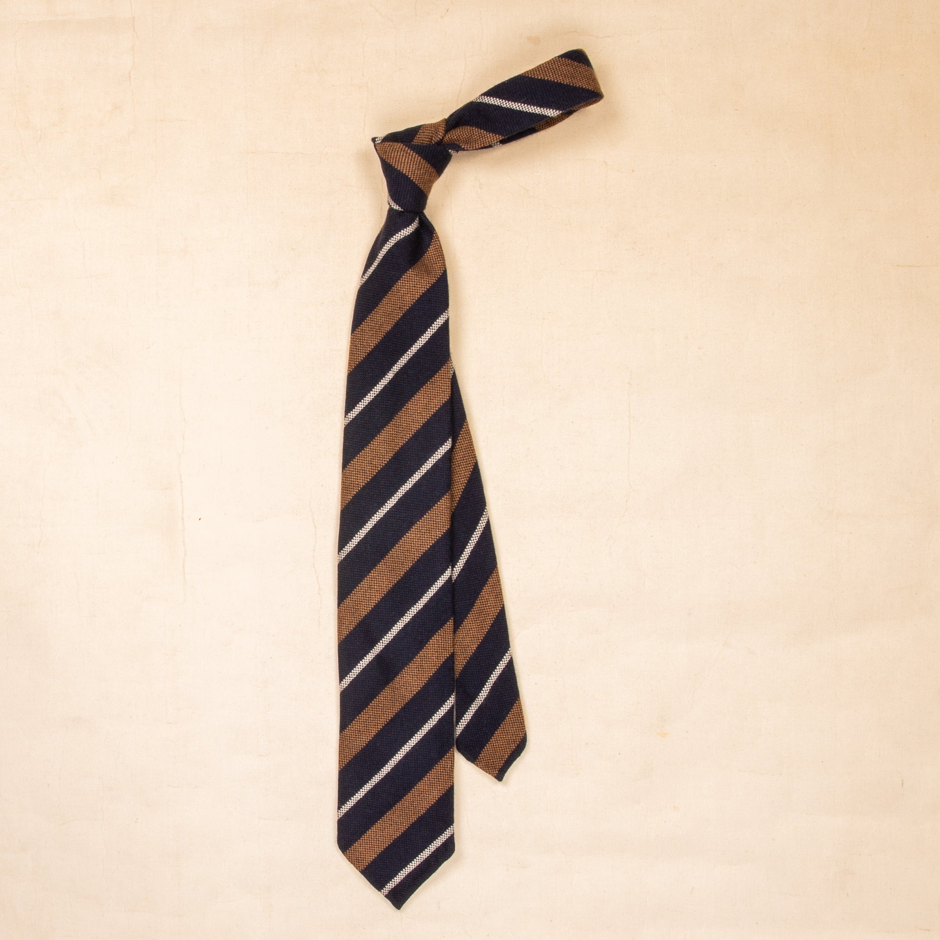 Finamore Anversa Tie Untipped Cashmere Stripe Navy - Caramel – Frans ...