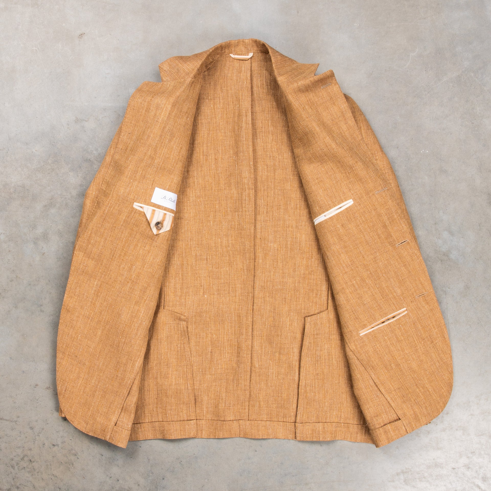 De Petrillo Coroglio Linen Jacket fine herringbone camel – Frans Boone ...