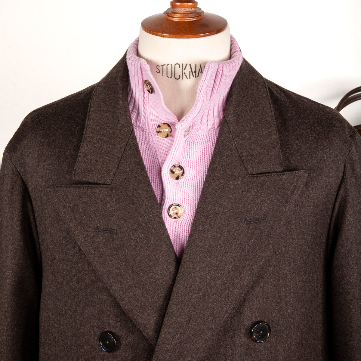 William Lockie x Frans Boone Baby Lambswool 4-Button Mock Neck Malva ...