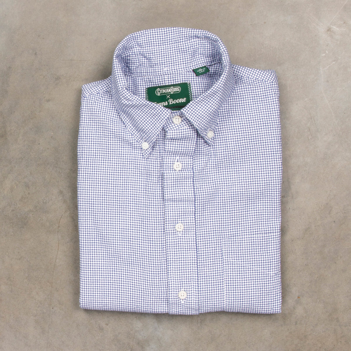 Gitman Vintage x Frans Boone 40/1 Irregular Yarn Oxford Check - Navy ...