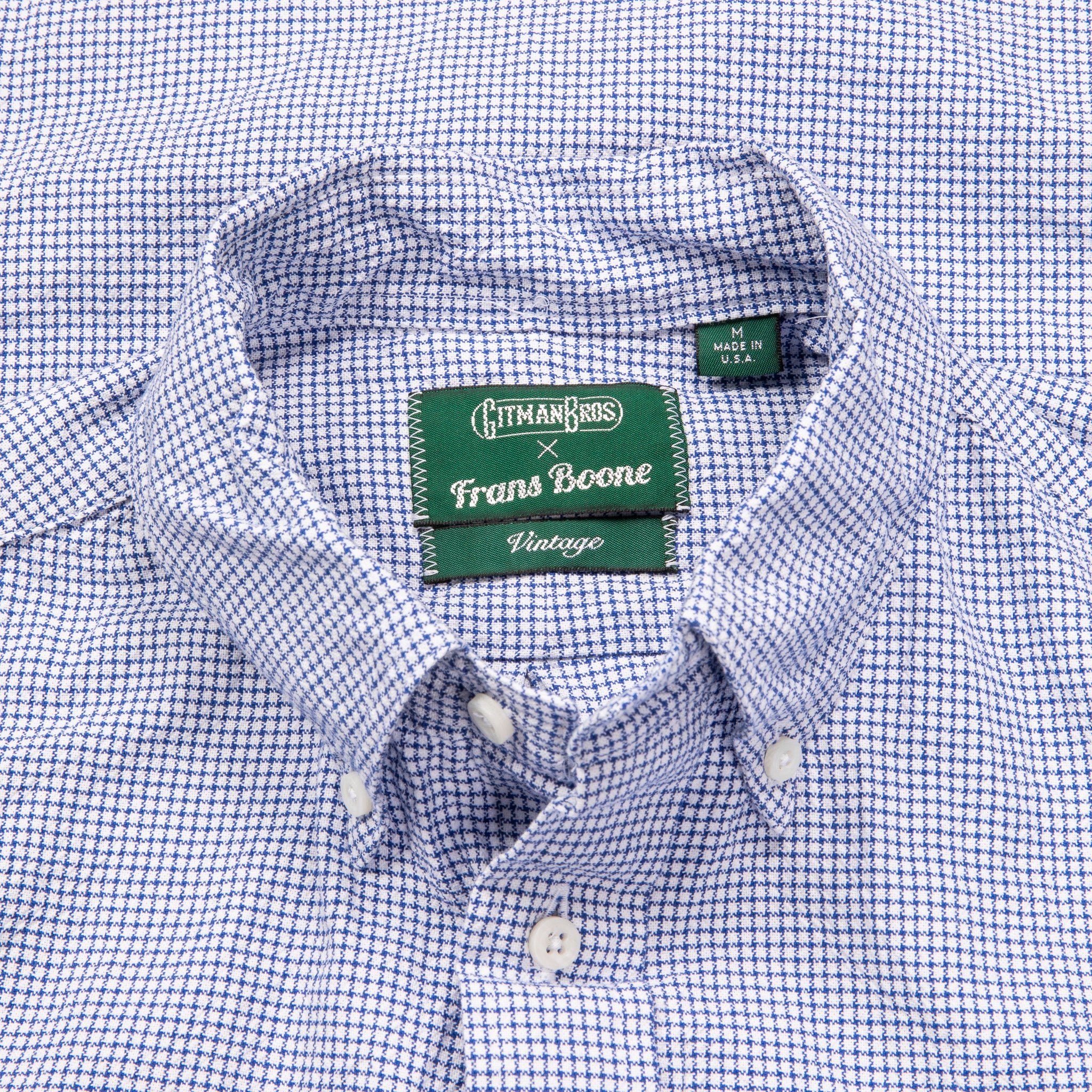 Gitman Vintage x Frans Boone 40/1 Irregular Yarn Oxford Check - Navy ...