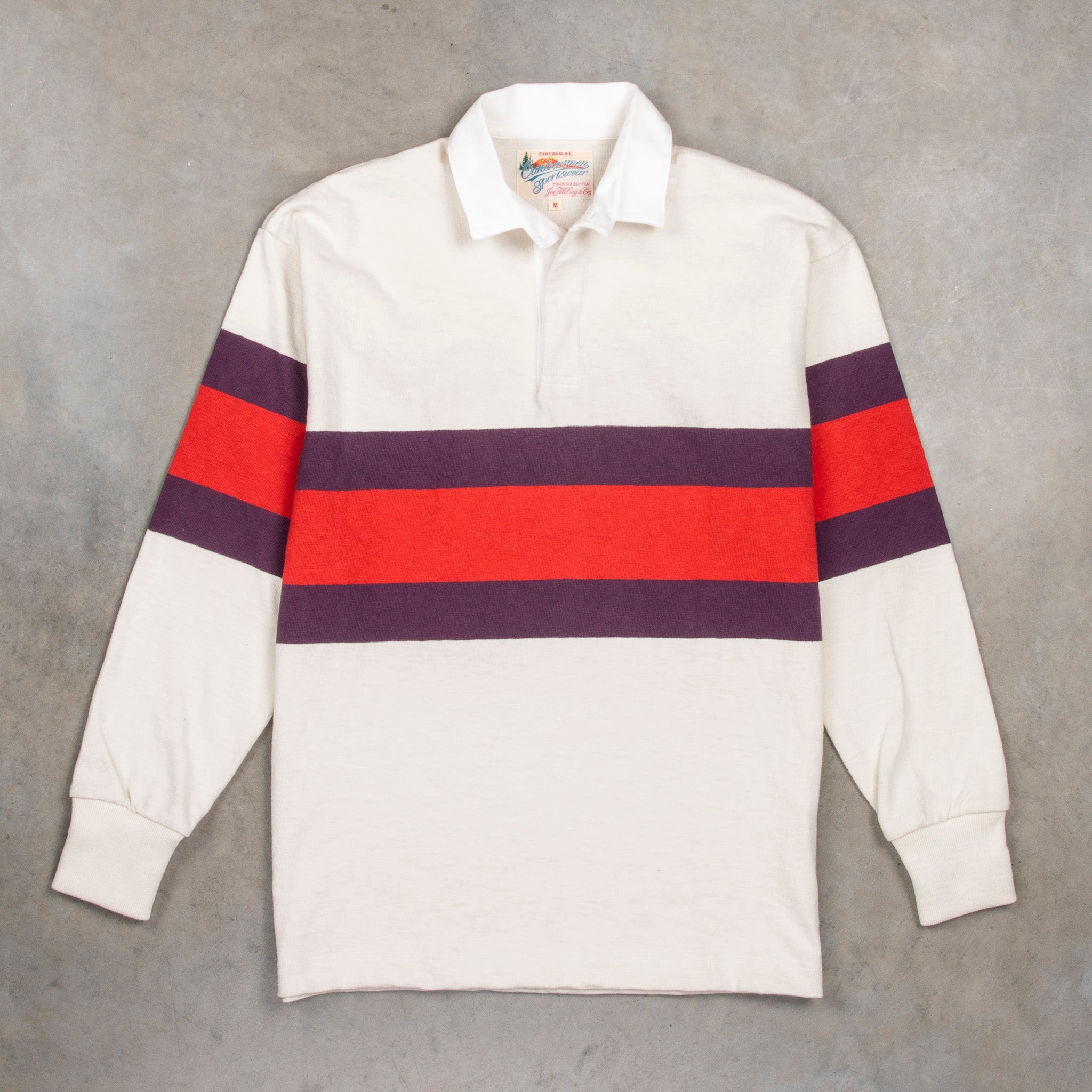 The Real McCoy's Climber's Striped Rugby Shirt Ecru - Purple – Frans ...