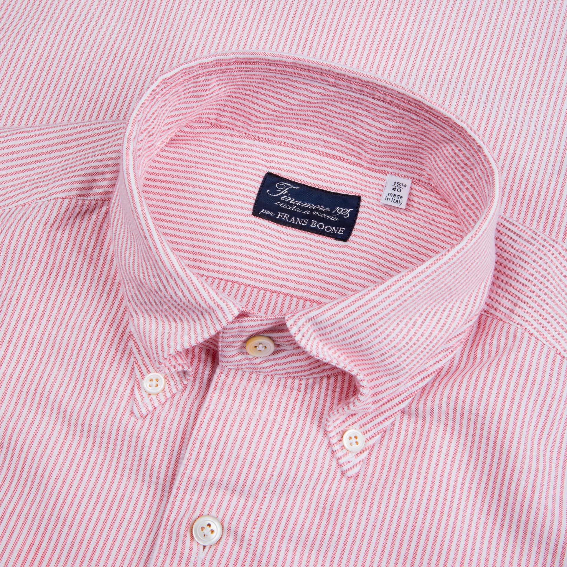 Finamore Gaeta Shirt Pinpoint Oxford Lucio Collar Pink Stripe – Frans ...