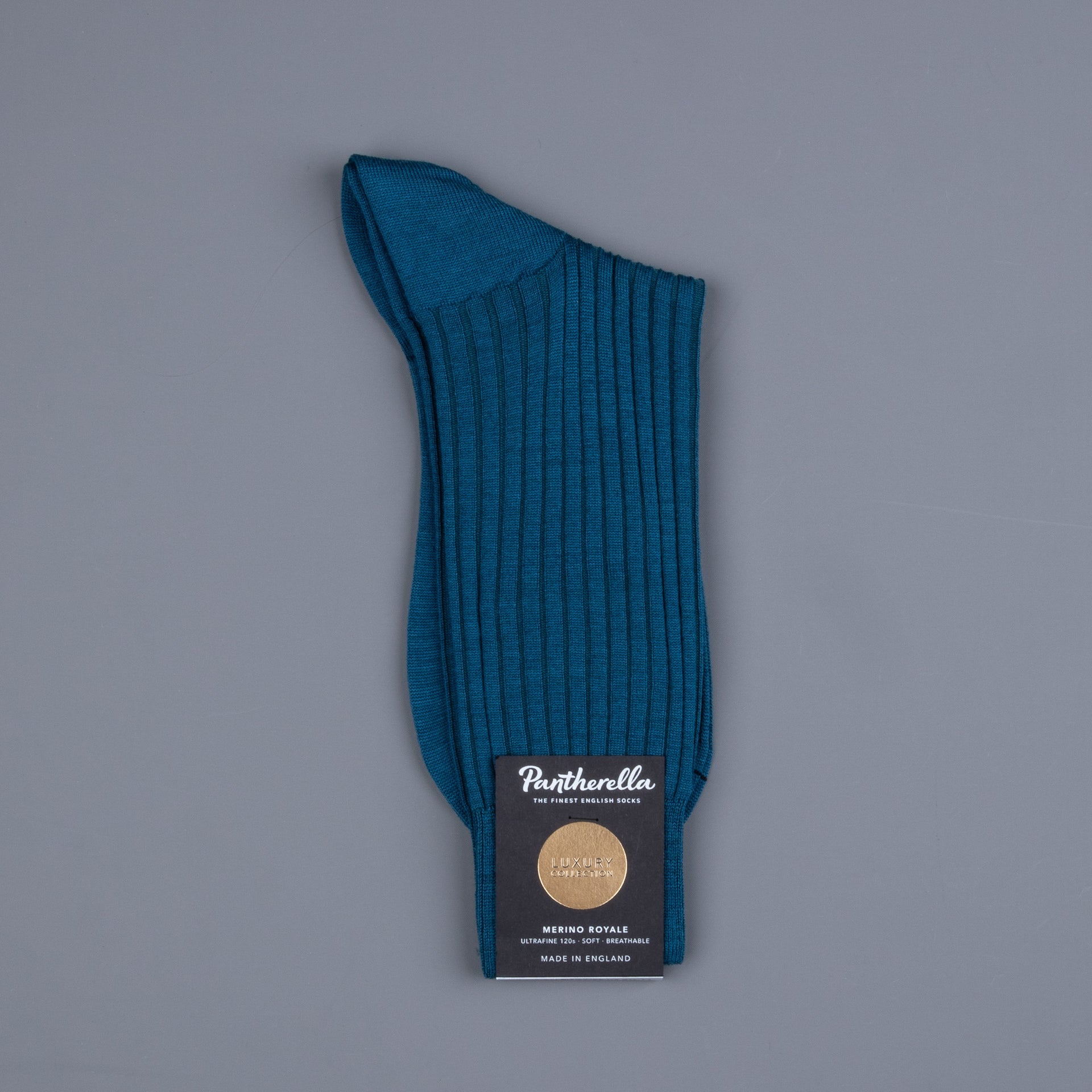 Frans Boone x Pantherella Rutherford Royal Merino Sock Dark Teal ...