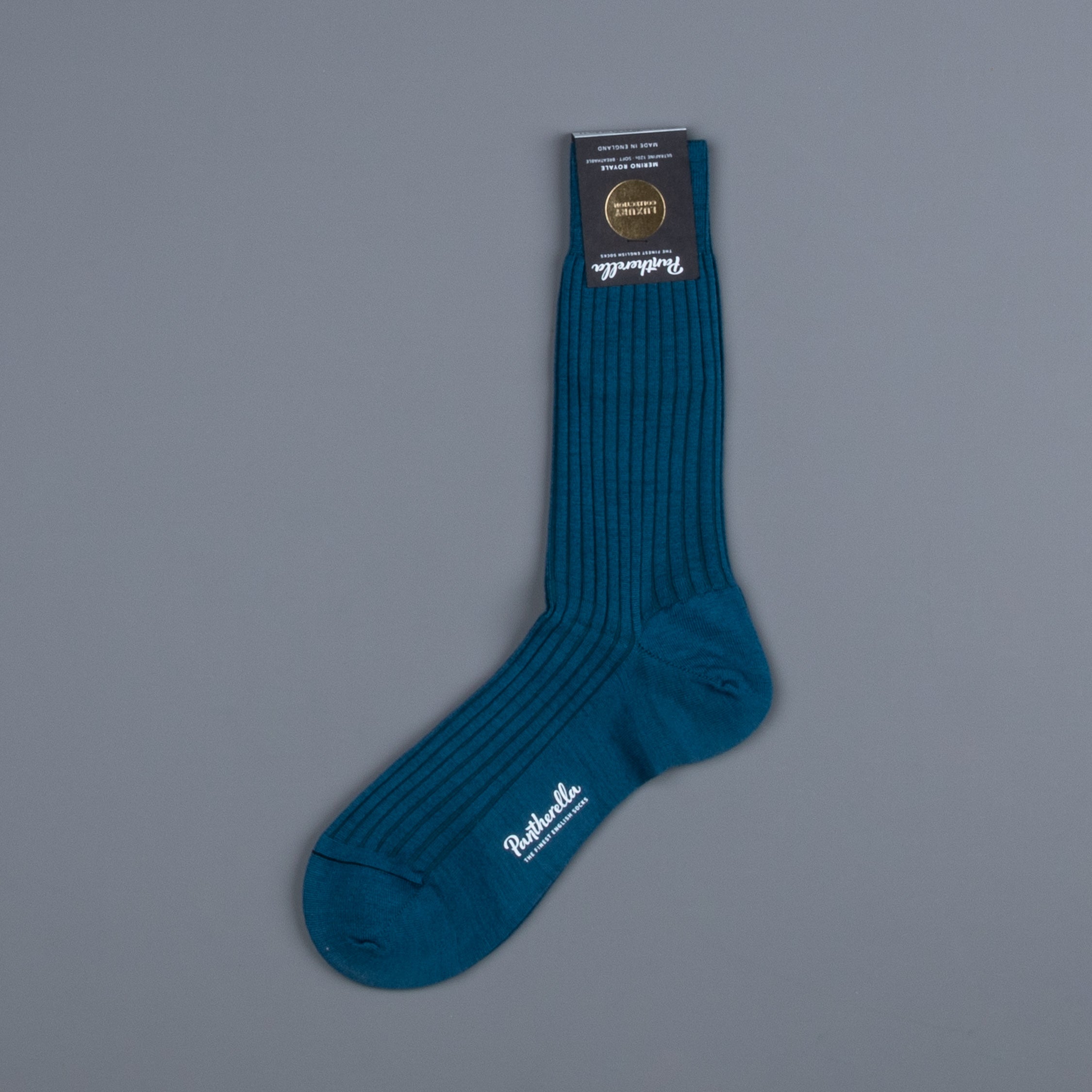 Frans Boone x Pantherella Rutherford Royal Merino Sock Dark Teal ...