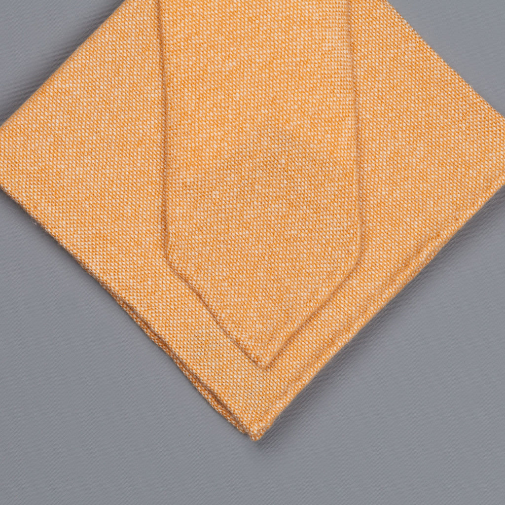 Drake's Cashmere Tie untipped & Pocket Square Match light orange melan ...